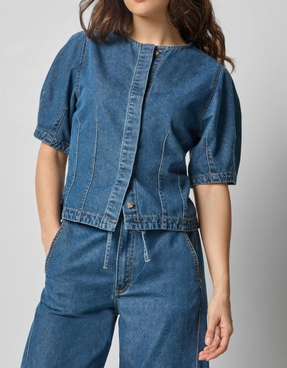 Lilla P Denim Full Sleeve Seamed Top - Blue Denim – Narcissus Tallahassee
