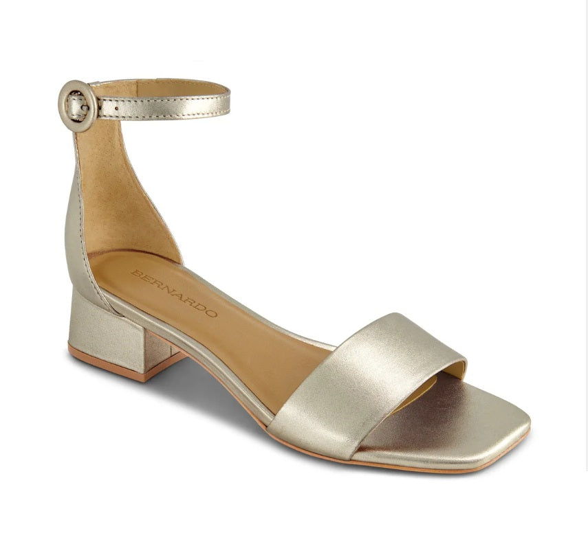 Bernardo Jalena Low Heel Sandal - Champagne Antique Calf – Narcissus ...